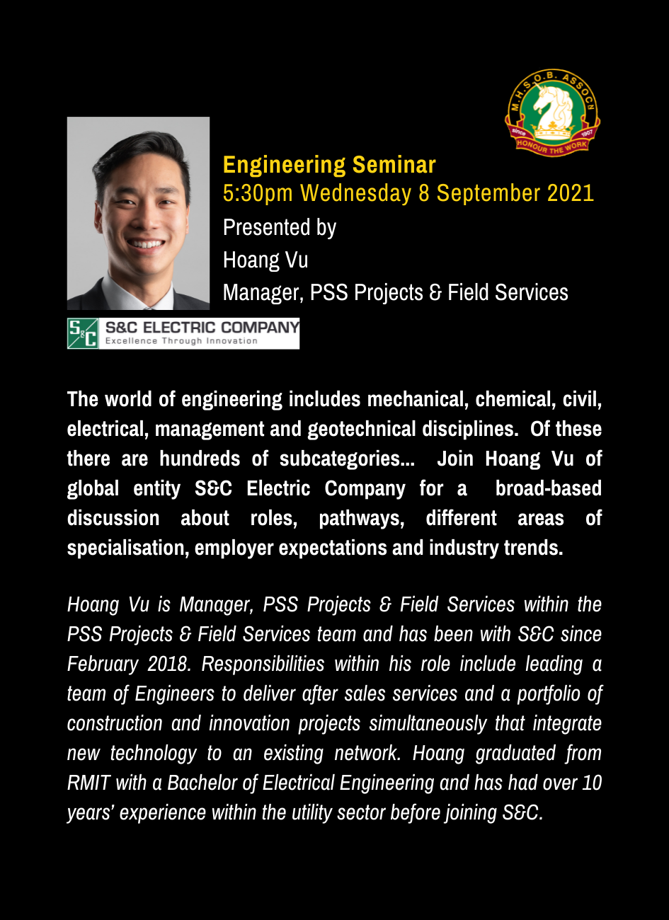 Student Engineering Seminar – 8 September 2021 – MHSOBA Inc